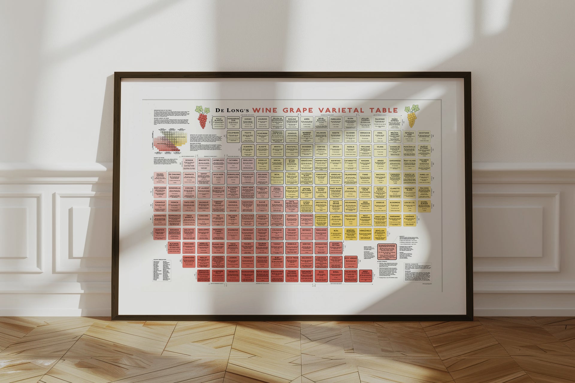 Wine Grape Varietal Table Art Print | De Long