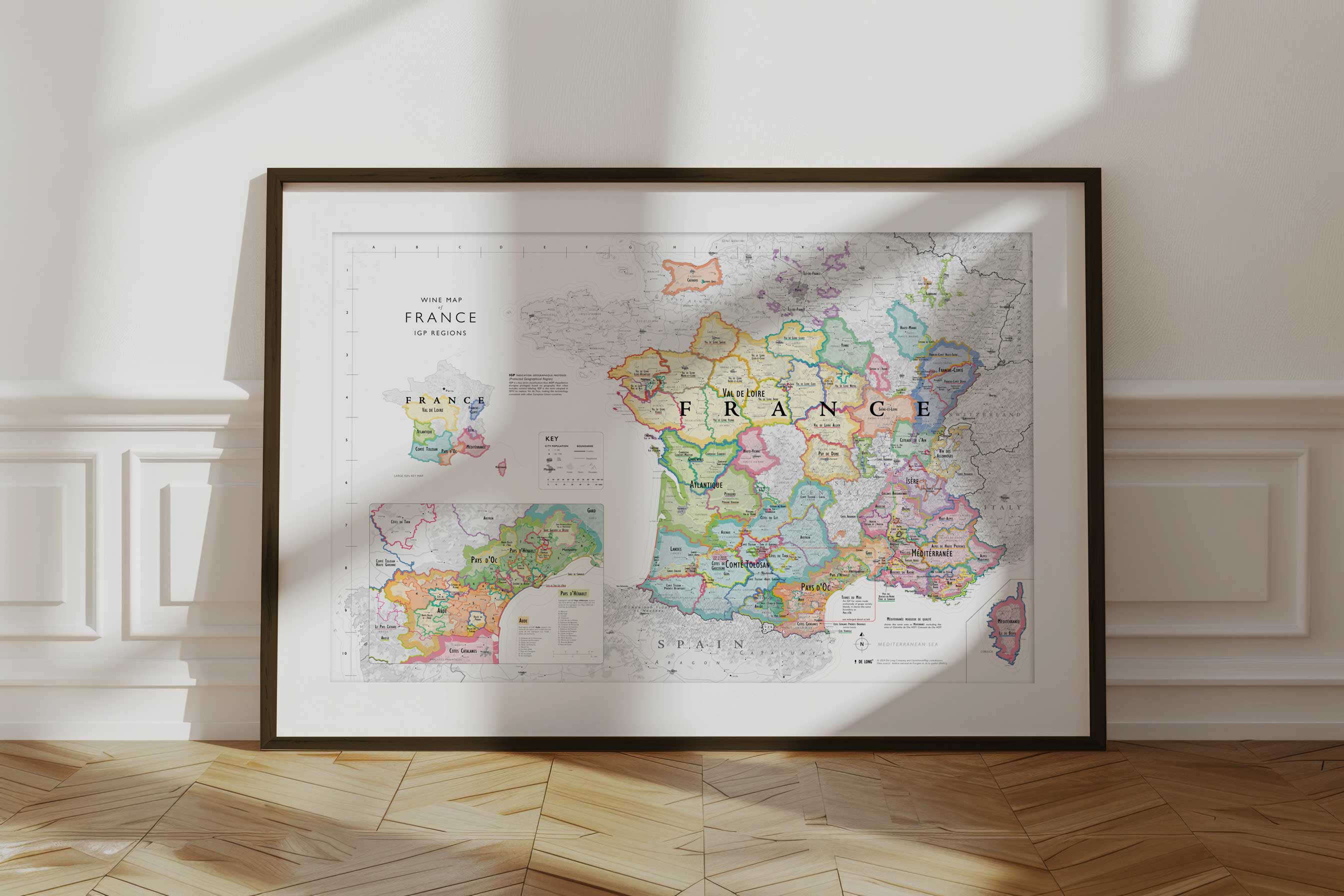 Wine Map of France IGPs Art Print | De Long