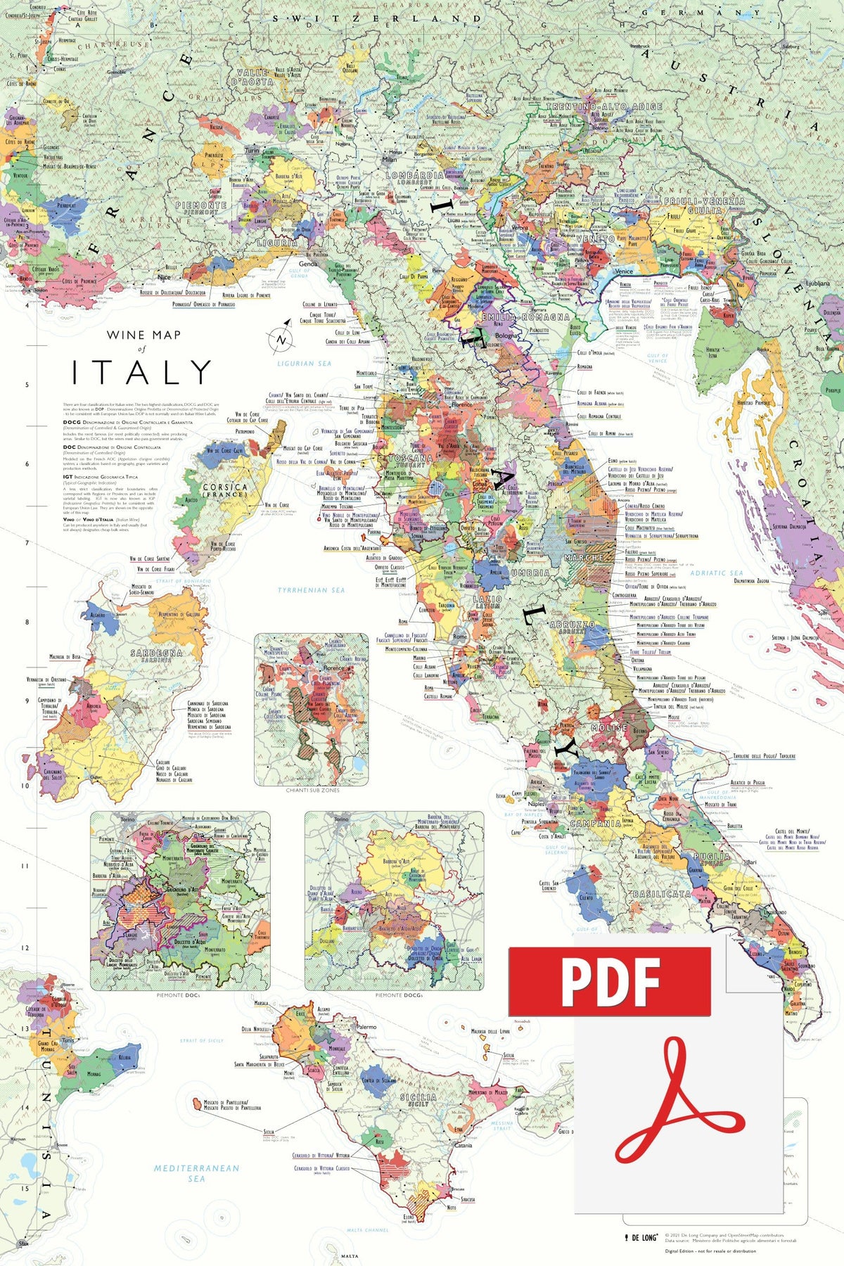 Wine Map of Italy - Digital Edition – De Long